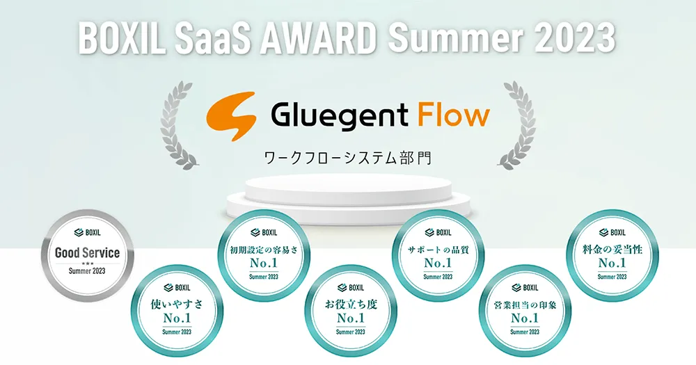 Gluegent Flowが「BOXIL SaaS AWARD Summer 2023」ワークフローシステム部門「Good Service」ならびに6項目のNo.1に選出｜ Gluegent ...
